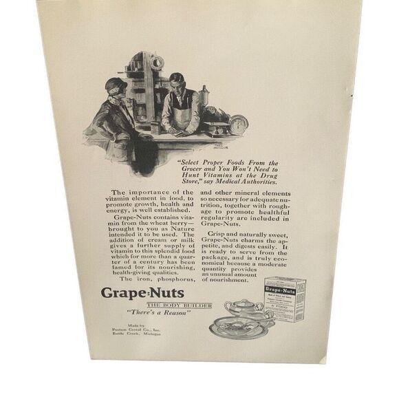 Grape Nuts | Art | Vintage 923grape Nuts Cereal The Body Builder Ad ...